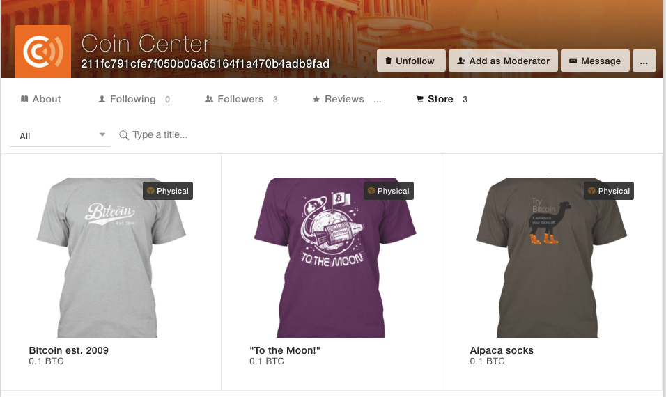 Coin Center gear is now available on OpenBazaar.